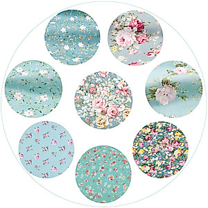 Hanjunzhao Green Fat Quarters Fabric Bundles, Precut Quilt Sewing Quilting Fabric, 18 x 22 inches (Green Floral)