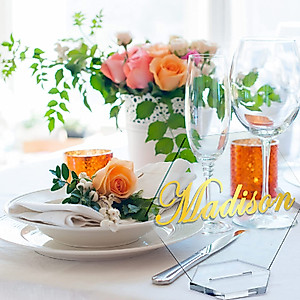 Zonon Acrylic Table Numbers 10 PC Hexagon Table Numbers Wedding Table Place Card with Holder Sublimation DIY Clear Table Name Cards for Wedding Reception Banquet Party