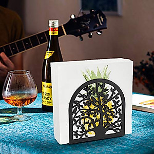 Housolution Napkin Holder, Tree & Bird Design Metal Freestanding Tissue Dispenser Organizer Iron Tabletop Paper Napkin Holder Stand for Home Kitchen Restaurant Picnic Party - Black