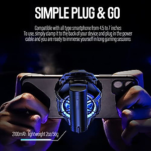 TRILINK Phone Cooler with Rechargeable Battery, Phone Cooling Fan for Gaming Fit All Types of iPhone Android Smartphones, Mobile Phone Radiator with LED Temperature Display/Universal Clamp/RGB LEDS