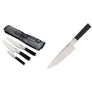 Babish German High-Carbon 1.4116 Steel Cutlery, 3-Piece w/Knife Roll & High-Carbon 1.4116 German Steel Cutlery, 8" Chef Knife,