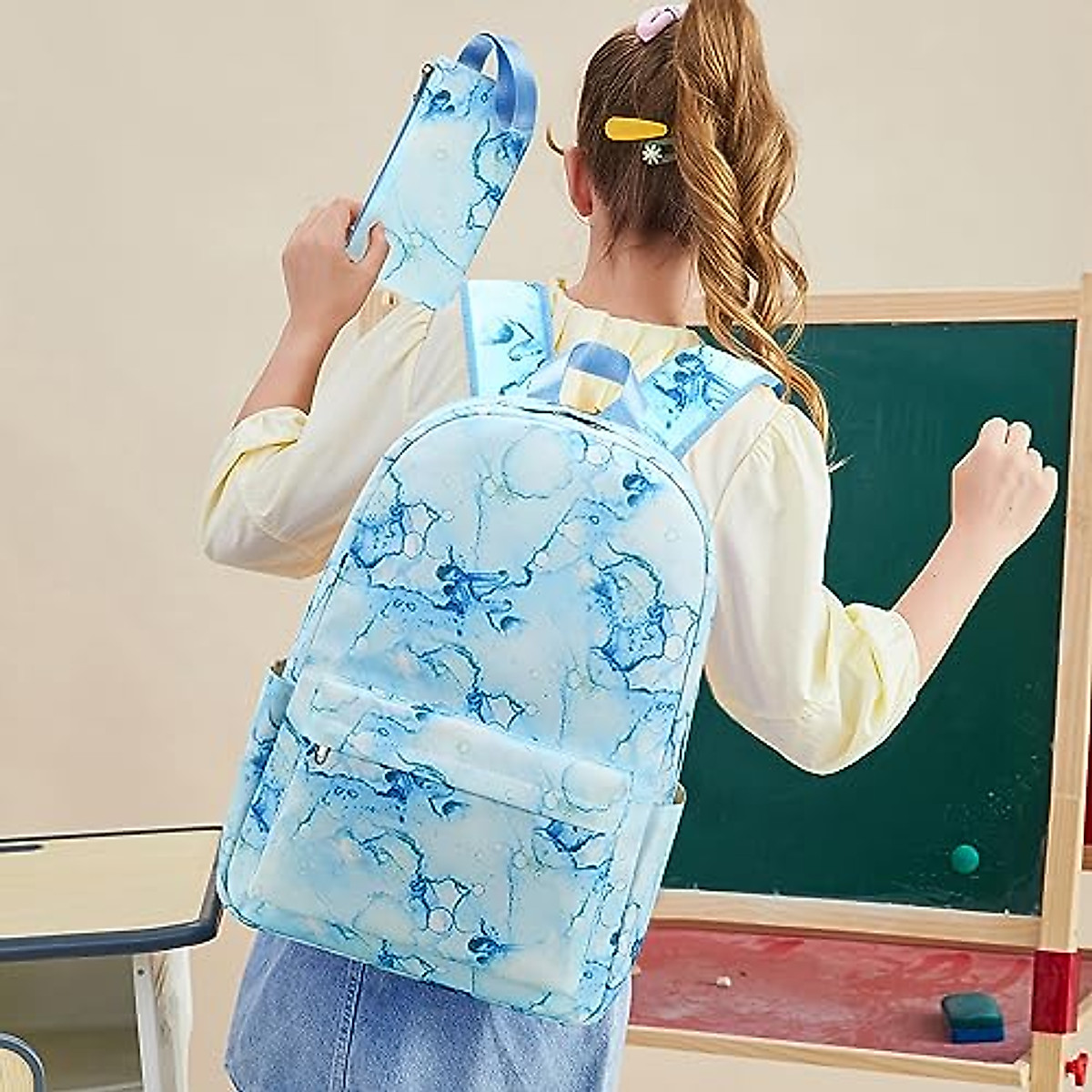 CAMTOP School Backpack for Girls Boys Teens Bookbag Set Tie Dye Kids Backpack 3 In 1,School Bags with Lunch Box Pencil Case
