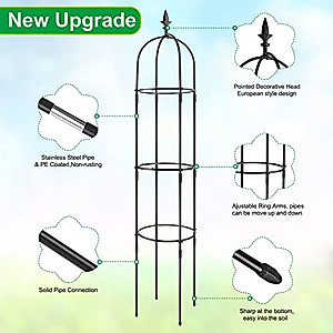 2Pcs Plant Cages and Supports, Deaunbr Tomato Cage 6FT Tall Plant Stakes Heavy Duty Garden Trellis for Indoor & Outdoor Plants, Climbing Plant, Tomatoes, Vegetables, Fruits, Flowers, Pots, Vines