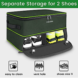 YOREPEK 2 Layer Golf Trunk Organizer Storage for 2 Pair Shoes, Golf Trunk Storage with Separate Compartments for Golf Supplies, Gloves, Golf Items, Golf Gifts For Men, GREEN