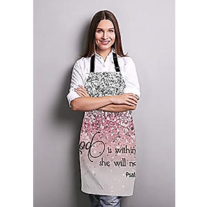 Lefolen PSALM 46:5 God is Within Her,She Will not Fall- Bible Verse Apron Home Kitchen Waterproof Cooking Baking Gardening for Women Men