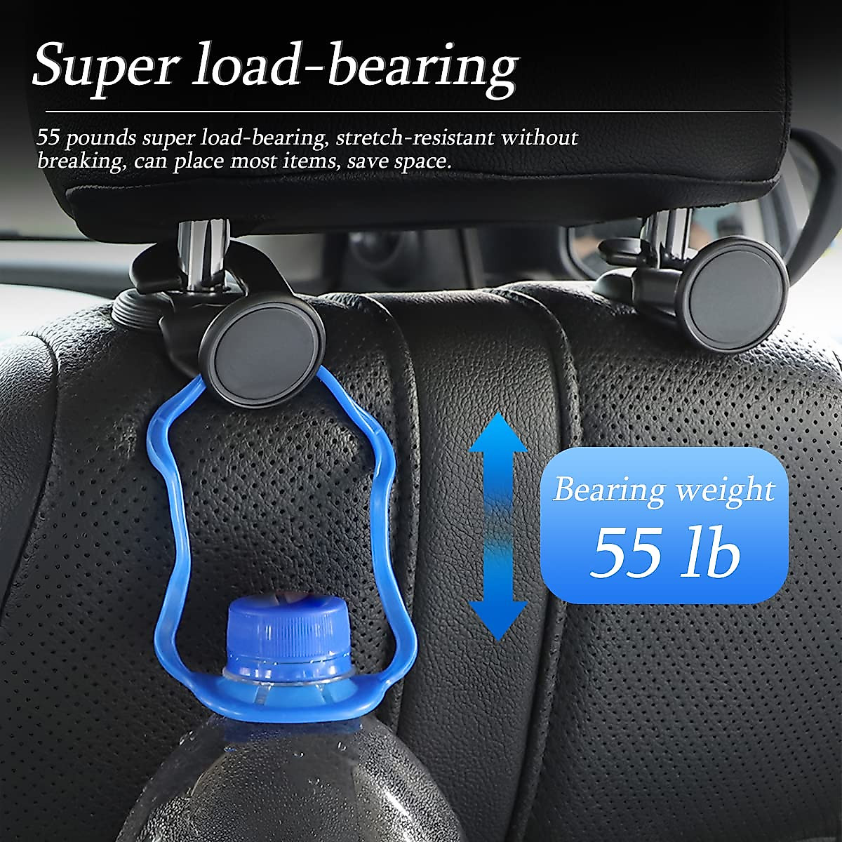 AUCELI Car Seat Back Hook, 4 Pack Hidden Hooks for Auto Headrest, Multi-Functional Backseat Storage Organizer, Strong Front and Rear Seat Hanger, Universal Vehicle Accessories for Purse Coat