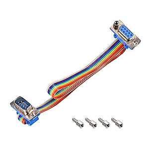uxcell IDC Rainbow Wire Flat Ribbon Cable DB9 Male to DB9 Female Connector 2.54mm Pitch 11.8inch Length