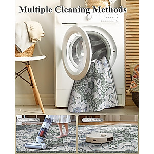 Roseek Door Mat 2x3 Rug, Small Boho Area Rug for Living Room, Machine Washable Kitchen Rugs Non-Slip, Entry Mat Indoor Low Pile Throw Floral Rugs Grey Carpet for Bedroom, Entryway, Hallways