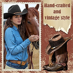 RainFlowwer 10 PCS Hat Band for Womens Cowboy Hat, Mens Hand Made Replacement Hat Belt Fedora