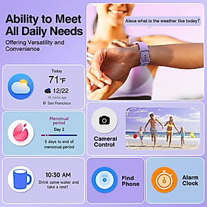 Quican Smart Watches for Women, iOS Android Phones Compatible, Waterproof Fitness Tracker Smartwatches with Call, Alexa Voice, Heart Rate Monitoring, Sleep Tracking, 1.8 Inches (Wisteria)