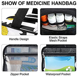 Naanle Medicine Storage Bag Stripe Daisy Floral Empty Large Family First Aid Box Pill Bottle Organizer for Home Office Car Outdoor Travel Camping Emergency Medical Supplies