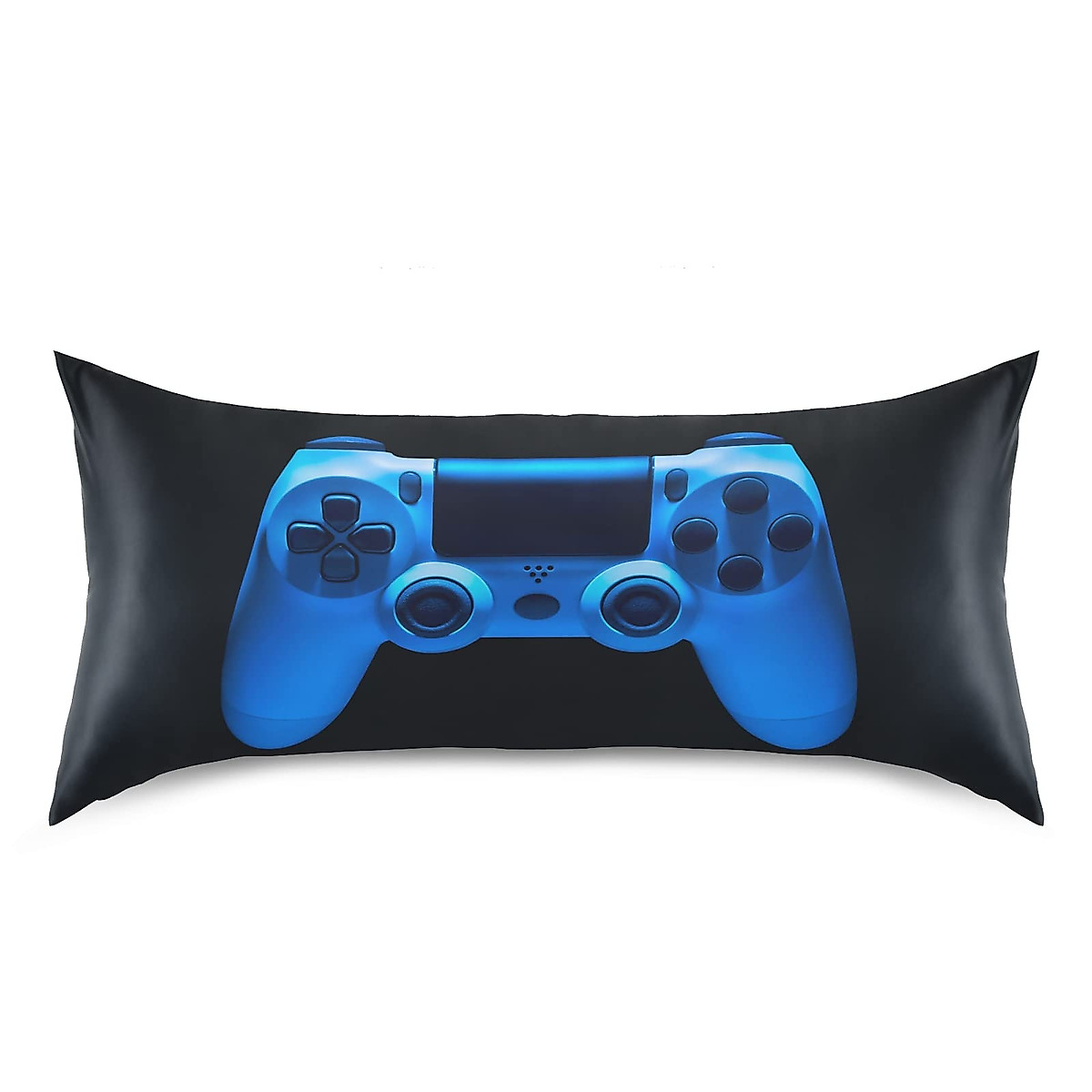 Oyihfvs Video Game Joystick Gamepad in Blue Neon Lights Isolated on Black Silky Satin Pillowcase for Hair and Skin, Soft Bed Pillow Cover, Decorative Silk Pillow Cases, King Size 20x40 inches