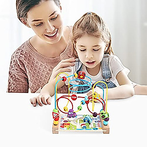 AISHUN Wooden Bead Maze Toys for Toddlers, Bead Toy Colorful Roller Coaster Preschool Educational Toys Birthday Gifts for Toddlers Kids Boys Girls