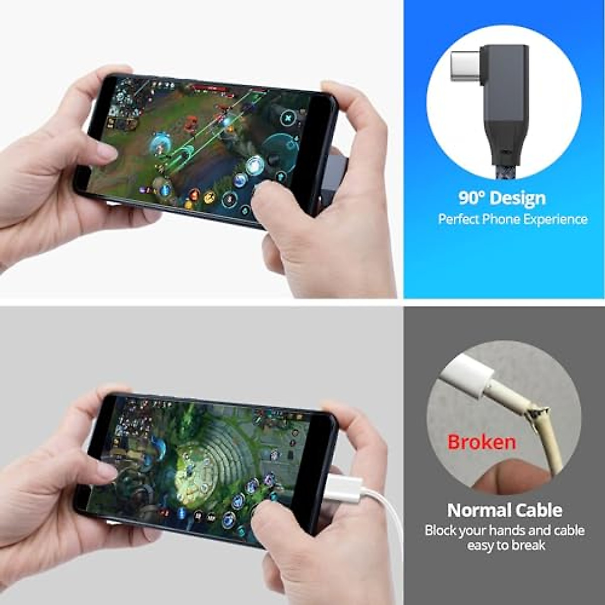 UseBean USB C to USB C Cable 100W 15ft(2 Pack), Right Angle USB 3.2 Gen2x2 20Gbps Data Transfer&PD Fast Charging,4K60Hz Video Monitor Type-C Cord,for MacBook Pro, iPad Pro,Galaxy S24/S23