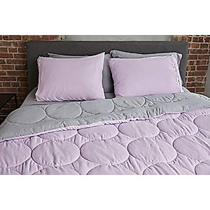Refinery29 | Devon Bedding Collection | Modern Reversible Luxury Ultra Soft Comforter, All Season Premium 4 Piece Set, Design for Home Hotel Décor (Full/Queen, Grey)