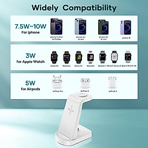 VIGROS Wireless Charging Station - 3 in 1 Wireless Charger for iPhone 14/13 Pro/13/12/11 Pro Max/X/Xs/8/8 Plus,Wireless Charging Stand Dock for Apple Watch Series AirPods 3/2/1/pro, with Adaptor