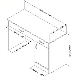 BOWERY HILL Modern Computer Desk with Keyboard Tray, Wood Writing Desk with Drawers and Shelves for Home Office, Black