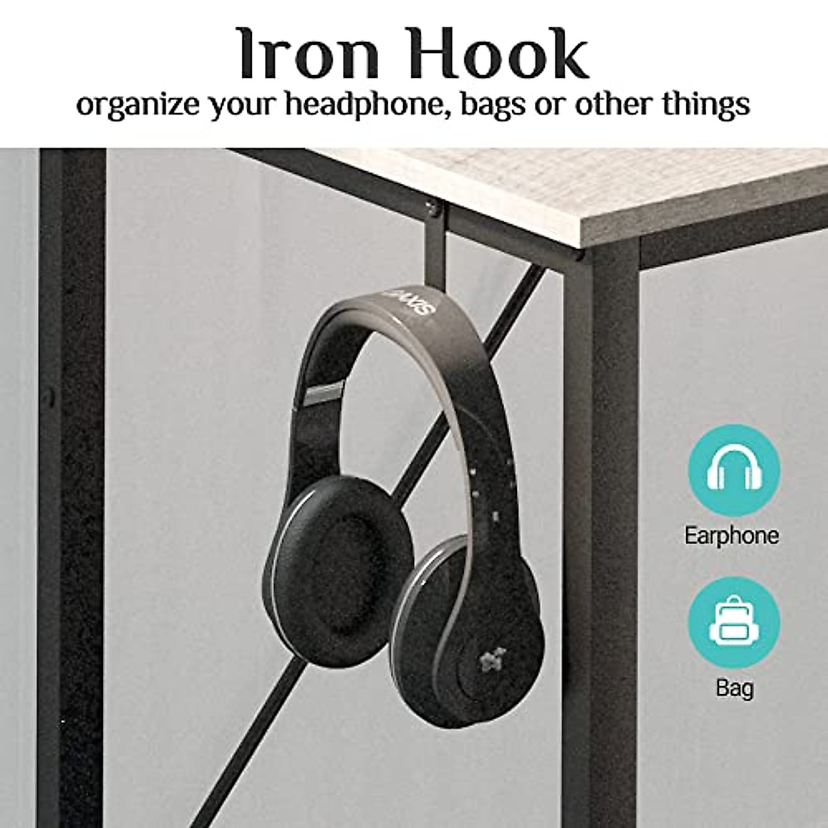 Klvied L Shaped Desk, Large Computer Desk, Office Desk with Storage Shelves, Corner Desks for Home Office, Reversible Writing Desk, Space-Saving Workstation Desk, Modern Simple Wooden Desk, Grey