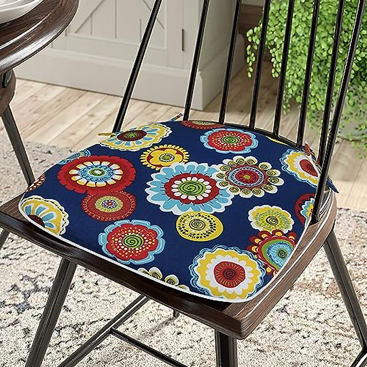 Magpie Fabrics Outdoor/Indoor 17"x16"x2" Chair Cushions with Ties Set of 2, Waterproof All Weather U-Shape Seat Pads Decoration for Patio Garden Furniture Home Office (Heronsbill Navy)
