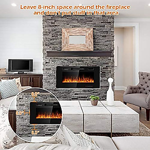 Tangkula 36 Inches Recessed Electric Fireplace, in-Wall & Wall Mounted Electric Heater with Adjustable Flame Color & Speed, Remote Control, Touch Screen, 750-1500W (36 Inches)