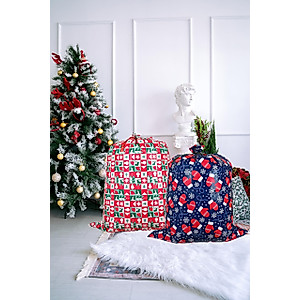 jabberwpacking 4 Pack Extra Large Christmas Gift Bag with Ribbon and Gift Tag 36"x48" Jumbo Large Gift Bags Christmas Wrapping for Xmas Present - Giant Gift Bags for Huge Gifts