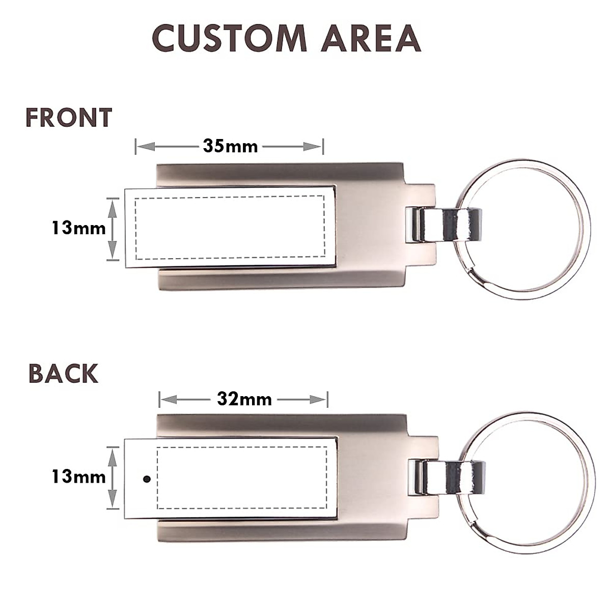 Custom Metal Rotating USB Flash Drive Keychain Memory Stick Engraved Free 16GB