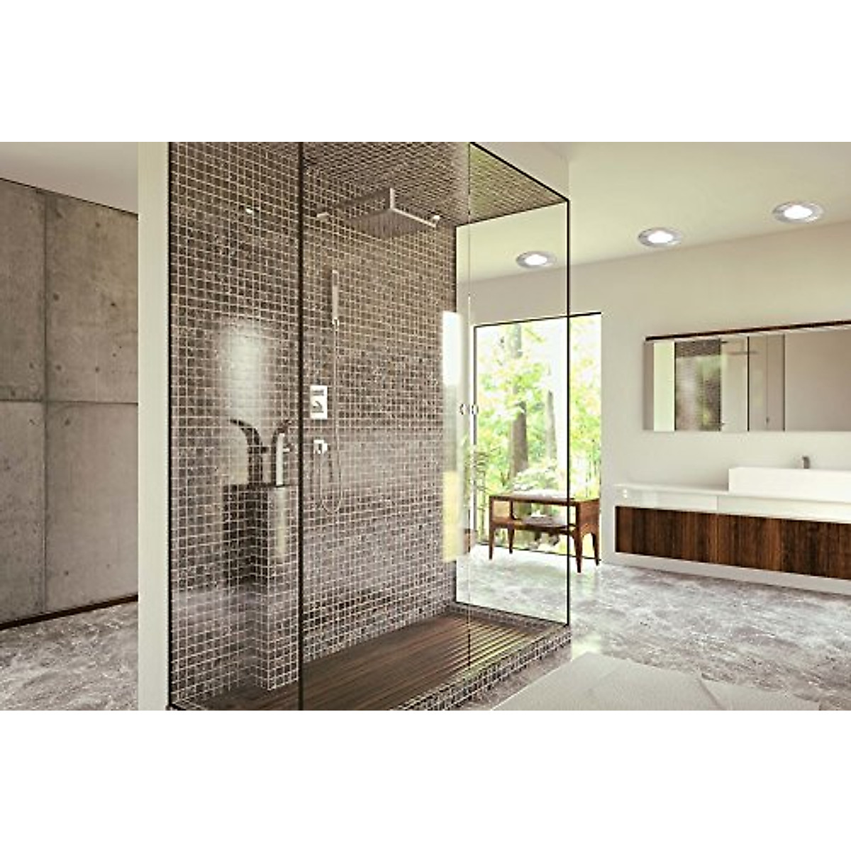 4" LED IC Rated Flush Round Trim Recessed Lighting Kit, Brushed Nickel, Frosted Glass, Easy Install Push-N-Click Clips, LED Bulb Included, 3.88" Hole Size,90972