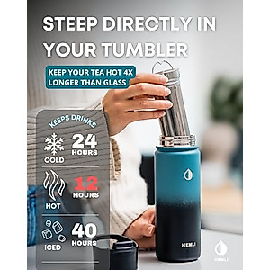 18 oz Insulated Tea Mug with Infuser and Lid - Tea Tumbler, Travel Mug, Portable Flask