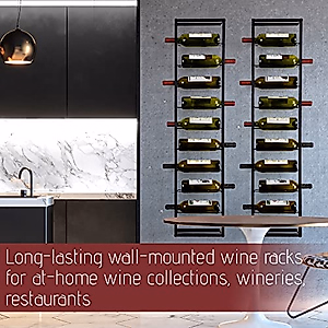 AQAREA Wall Mounted Wine Rack: Metal Hanging 10 Bottle Wine Holder - Black Wine Storage Rack