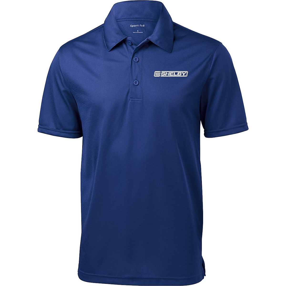 Ford Mustang Shelby Crest Pocket Print Textured Polo, Royal XL