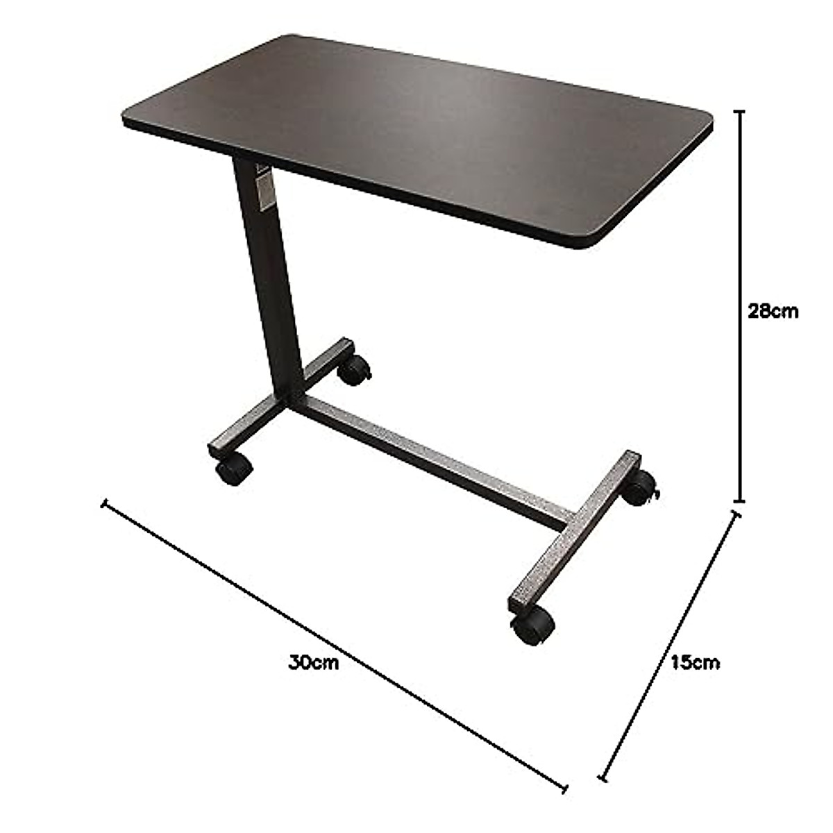 Drive Medical 13067 Adjustable Non Tilt Top Overbed Table With Wheels for Hospital and Home Use, Standing Desk, Silver Vein