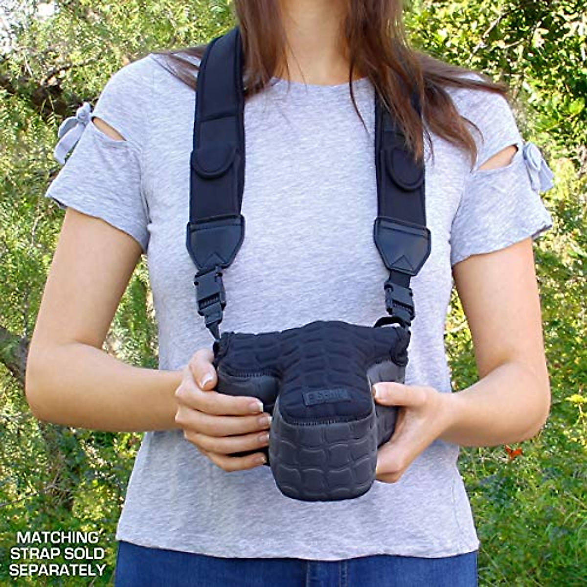 USA GEAR FlexARMOR X DSLR SLR Camera Case Sleeve with Deluxe Padded Neoprene Protection, Carabiner Clip and Accessory Storage - Compatible with Nikon D3400, Canon EOS Rebel SL2, Pentax K-70 and More