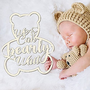 We Can Bearly Wait Baby Shower Decorations Baby Bear Sign Hanging Baby Sign We Can Bearly Wait Baby Sign Gender Reveal Door Hanging Photo Props for Boy Girl Birthday Party (Wooden, Bear Shape)