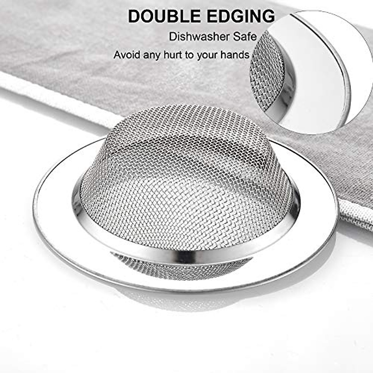 Upgrade 304 Stainless Steel Kitchen Sink Strainer, Kitchen Sink Drain Strainer, Sink Strainers with Large Wide Rim 4.5" Diameter for Kitchen Sinks (Stainless Steel 304) (1 Pack)