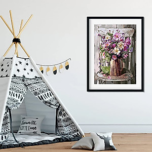 VeGuude Diamond Painting Kits for Adults, 4 Pack Flowers 5D Diamond Art Kits, Full Drill DIY Crafts for Adults Home Wall Decor Gift Diamond Dots [11.8x15.7inch]