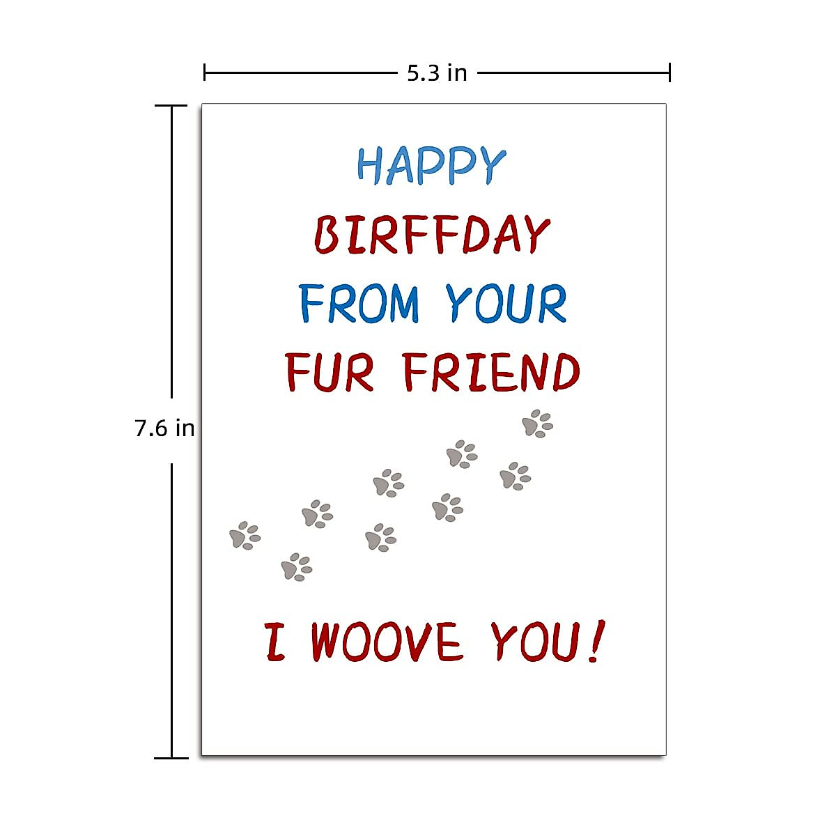 Ikassong Funny Birthday Card from Dog 5.3 x 7.6 with 2 Envelopes for Men Women Dog Lover Owner Bday Naughty
