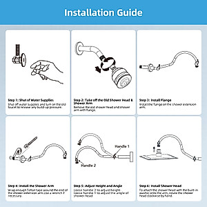 Hibbent All Metal Upgraded 18'' Shower Head Extension Arm, Shower Arm with Flange, Solid Brass Flexible Height & Angle Adjustable Shower Arm Extender with Lock Joint, Universal Connection, Chrome