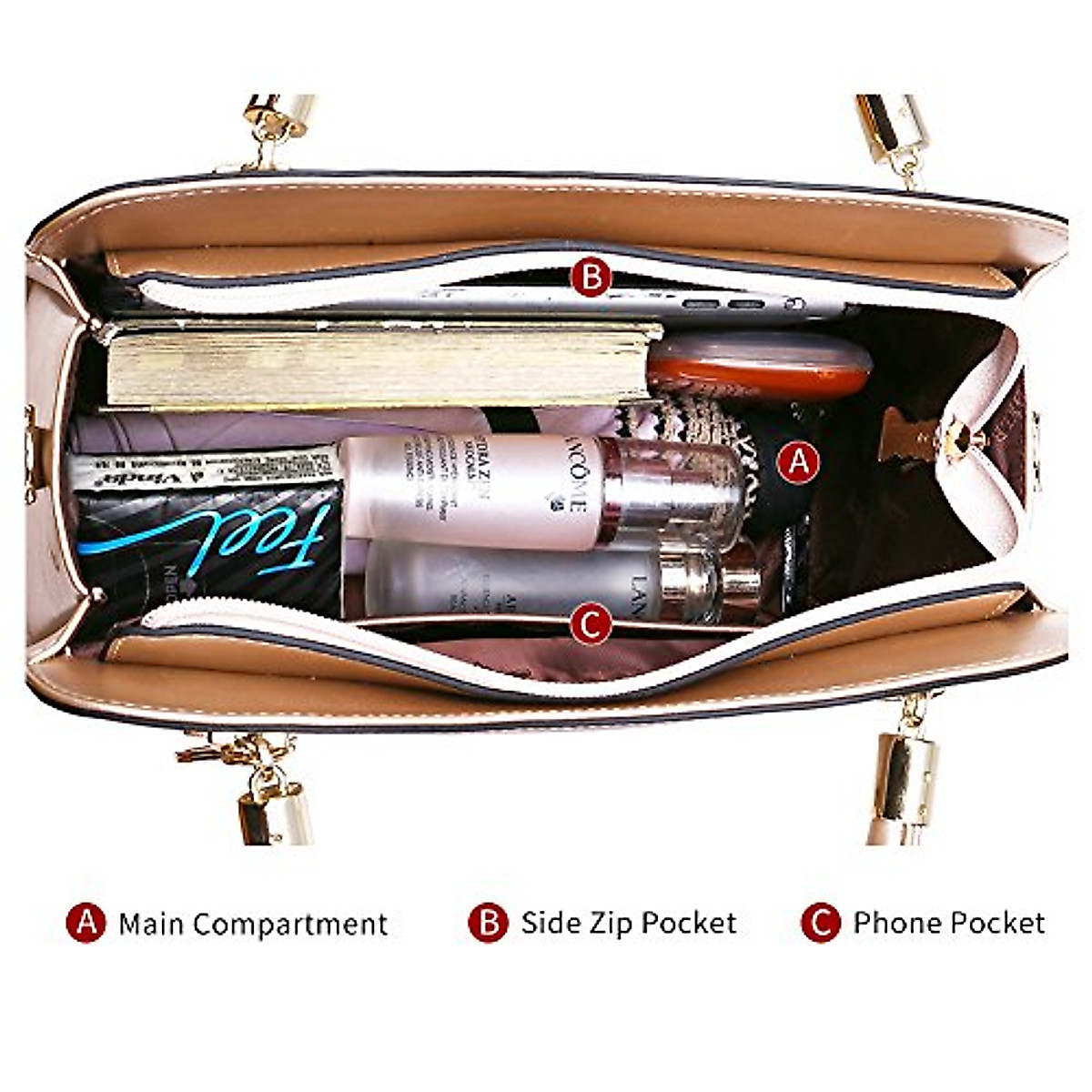 Leather Handbags for Women, Genuine Leather Ladies Fashion Top-handle Bags with Adjustable Shoulder Strap Women's Casual Messenger Bag Womens Medium Totes Crossbody Satchel Purses and Handbags (Black)