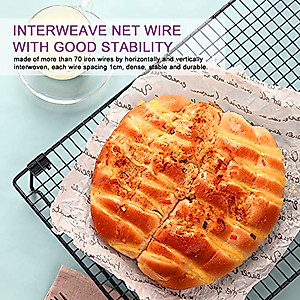 Asixxsix Cooling Rack, 17 x 11 Inches Oven and Dishwasher Safe Baking Rack, High Temperature Resistant Wire Rack with Small Mesh for Cooking, Roasting, Grilling, Dripping Dish, Fits Pans (Black)