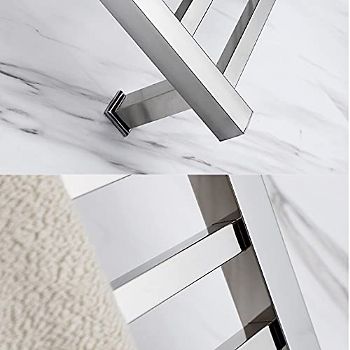 Bathroom Towel Warmer Electric Heated Towel Rack, Electric Heated Towel Rack 14 Curved Bar Wall Mounted Towel Warmer Drying Rack Constant Temperature 304 Stainless Steel Heated Towel Rail Bathroom Rad