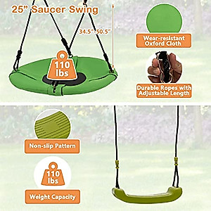 HONEY JOY Swing Sets for Backyard, 660lbs 7-in-1 Heavy Duty Swing Set w/A-Frame Metal Swing Stand, 2 Swings, Glider, Gym Rings, Slide, Monkey Bar,Basketball Hoop, Swingset Outdoor for Kids 3-12