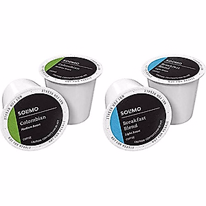 Amazon Brand - 100 Ct. Solimo Medium Roast Coffee Pods, Colombian & 100 Ct. Solimo Light Roast Coffee Pods, Breakfast Blend, Compatible with Keurig 2.0 K-Cup Brewers