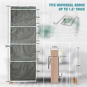 LONCHDAN Over the Door Stuffed Animal Storage Stuffed Animals Holder Over Door Hanging Organizer Large Pockets Plushie Net Stuff Animal Storage Display for Plush with Hooks & Rods for Nursery Playroom