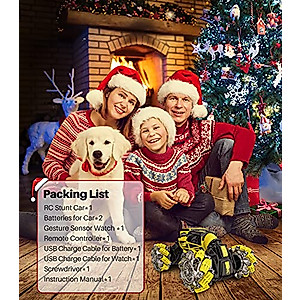DoDoeleph Gesture RC Car, Remote Control Car, RC Stunt Cars with Watch Hand Controlled Car Sensing Truck Crawler 360°LED 1/16 4WD 12.5MPH Rechargeable Toy Cars for Kids Boys Girls Adults