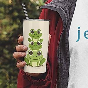 KIOWEIR Overlay Frog Stainless Steel Tumbler 20oz With Lid And Straw, Insulated Tumblers Coffee Cup, Travel Mug for Ice Drink & Hot Beverage for Women Men Boys Girls