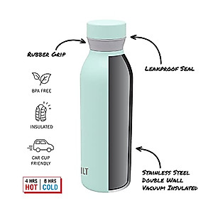 BUILT Cascade Water Bottle, 18 ounces, White