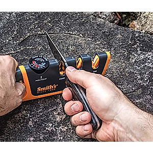 Smith's 50264 Adjustable Manual Knife Sharpener Grey/Yellow & CCKS 2-Step Knife Sharpener