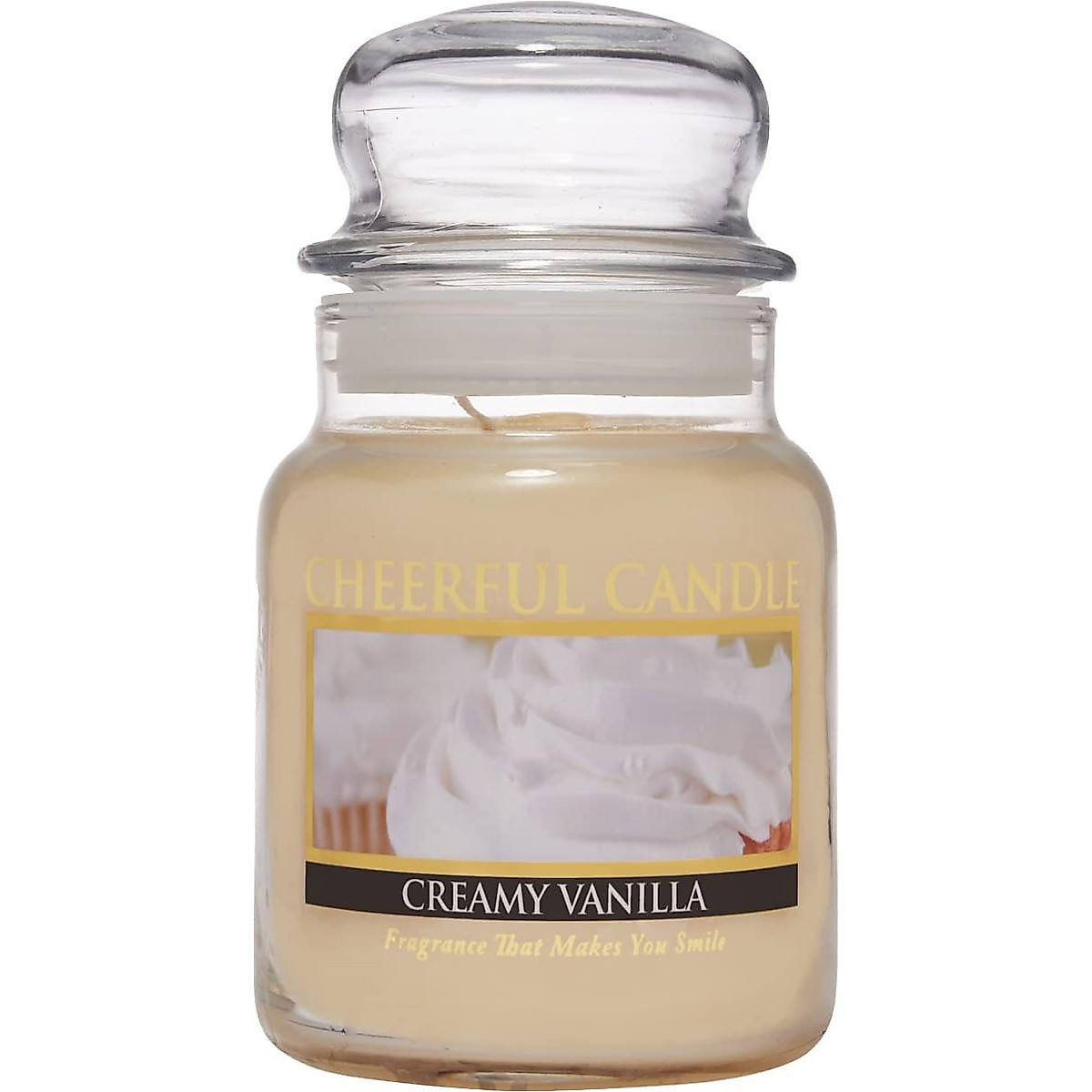 A Cheerful Giver - Creamy Vanilla Scented Glass Jar Candle (6 oz) with Lid & True to Life Fragrance Made in USA