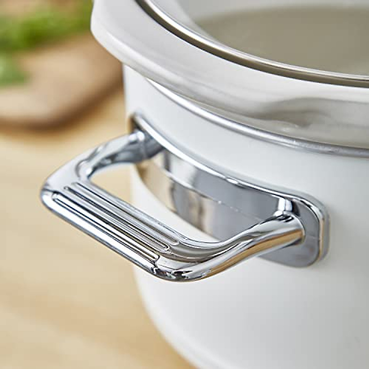 Salton Swan Nordic-Style Slow Cooker with Removable Ceramic Pot, 3.5 Litre, Cotton White