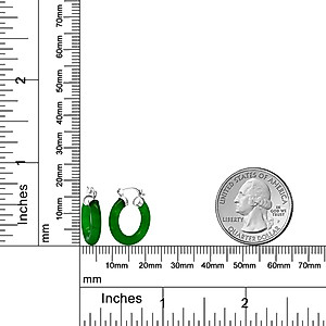 Gem Stone King Vibrant Green 925 Sterling Silver Solid Jade Hoop Earrings 0.5 Inch
